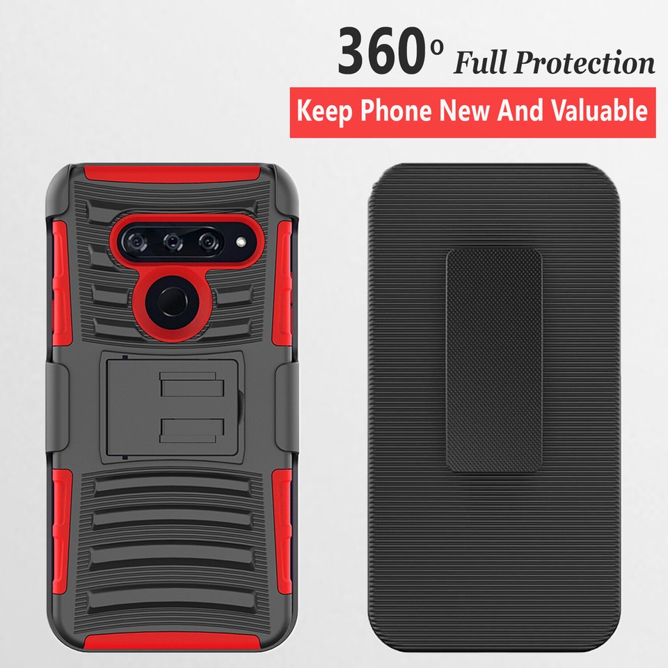 For LG V40 ThinQ Case Phone Cover Shockproof Heavy Duty+Tempered Glass ...