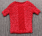 Y2K Popcorn Fabric Shirt Womens S Red Short Sleeve Crinkle Stretch ...