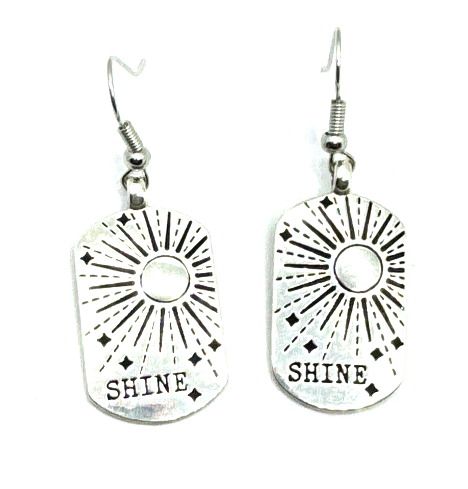 Brighton Emblem Shine Sunshine Sun Rectangle Silver Custom Earrings ...