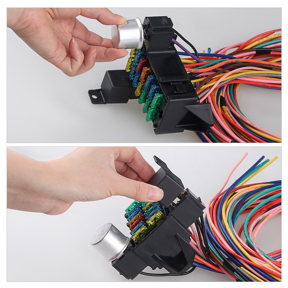 14 Circuit Fuse Universal Wire Harness Muscle Car Hot Rod Street Rat XL ...