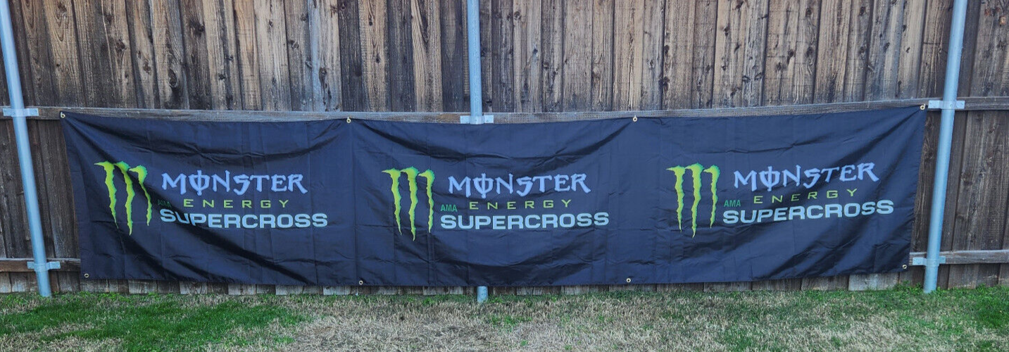 3' x 15' MONSTER ENERGY SUPERCROSS Trackside Banner Mancave Garage Flag ...