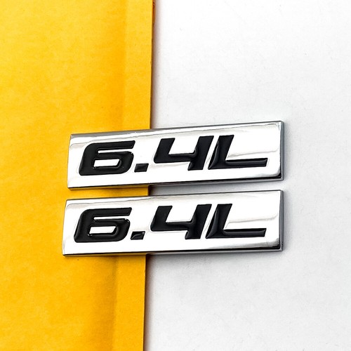 2x Black Chrome Side Fender 6.4L Metal Logo V6 V8 Engine Emblem Racing ...