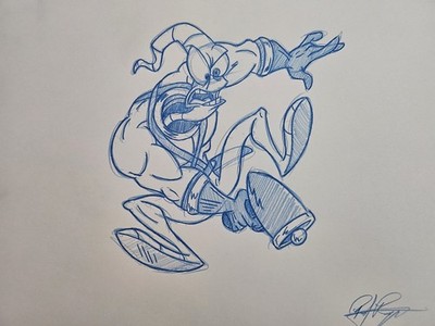Shiny Entertainment Earthworm Jim Character Drawing/Sketch Art Signed ...