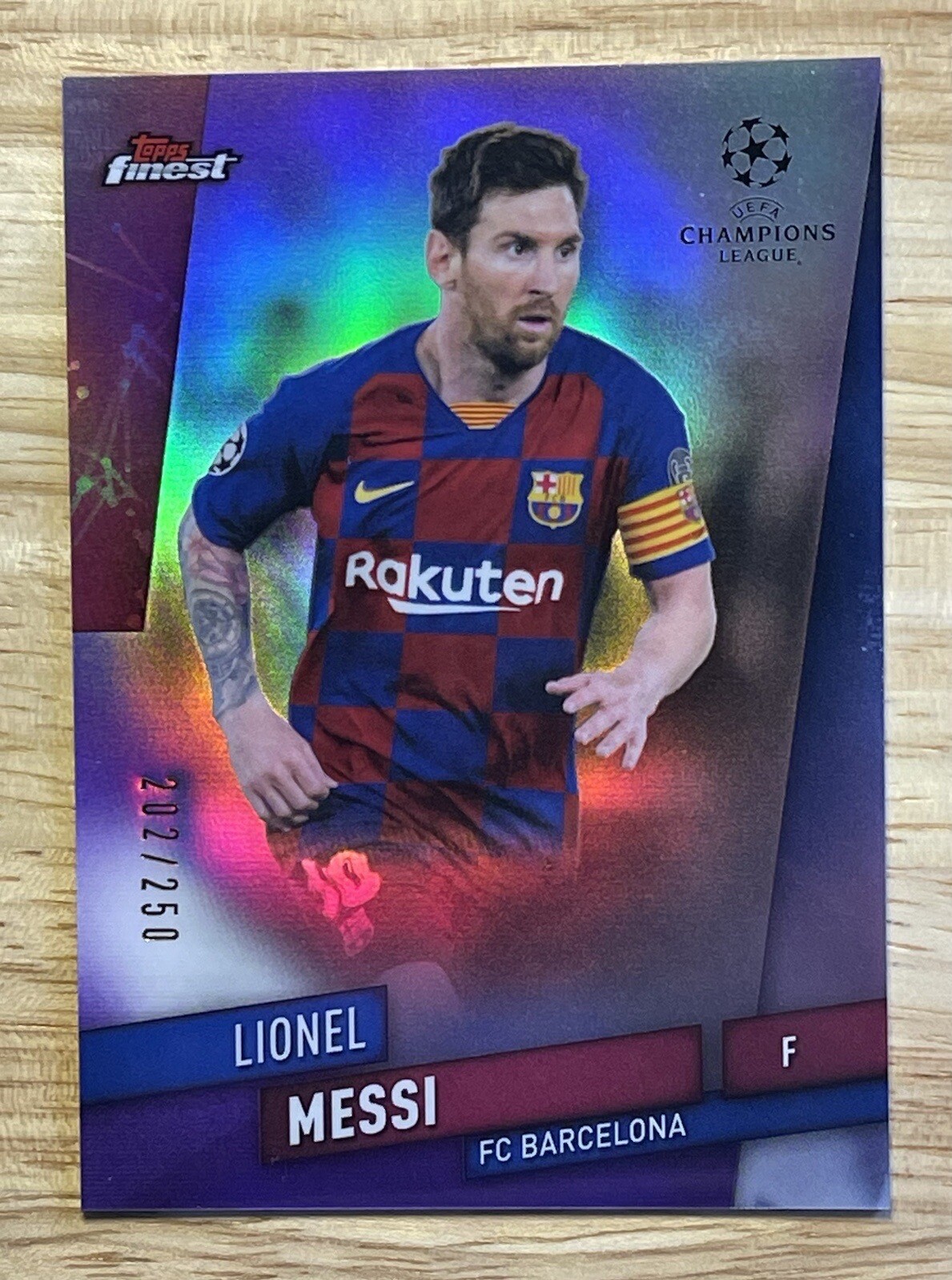2019-20 Topps Finest UCL - Purple Refractor #1 Lionel Messi /250 for ...