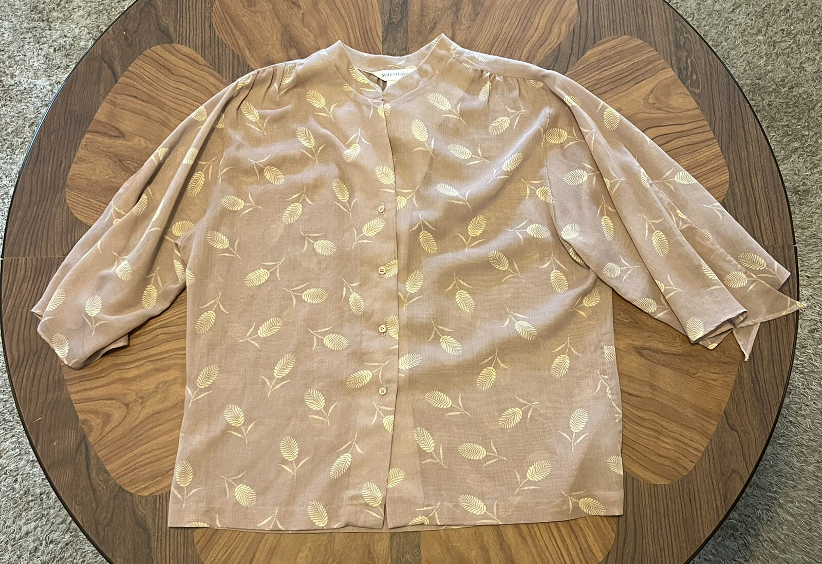 Vintage Alice Stuart Sheer Plant Leaves Geometric Blo… - Gem