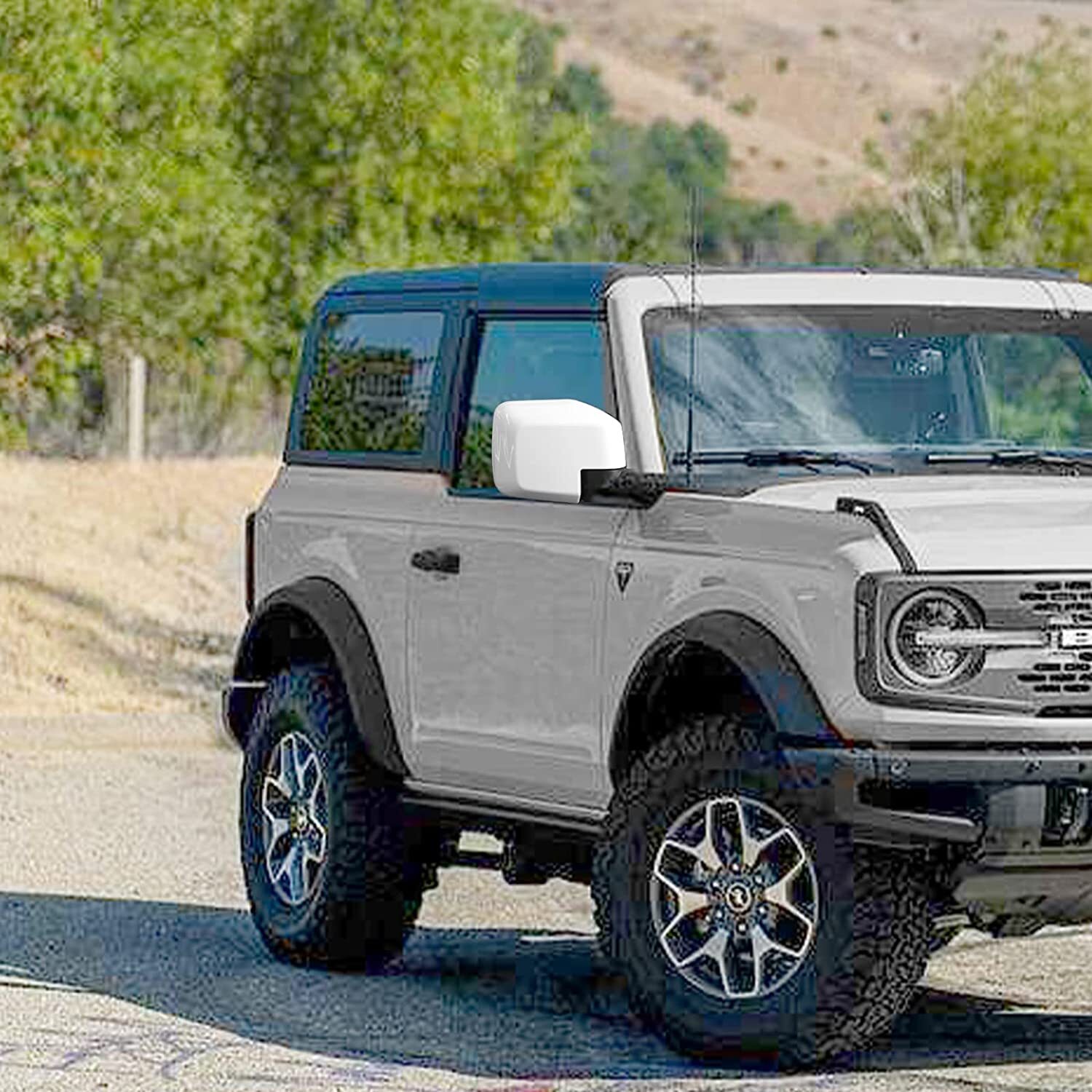 White ABS Exterior Side RearView Mirror Cover Bezels For Ford Bronco ...