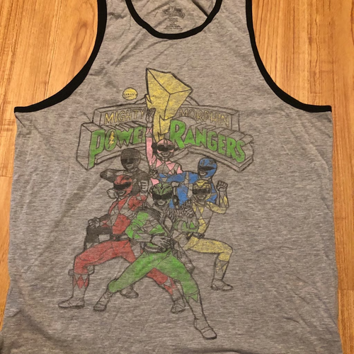 Official MIGHTY MORPHIN POWER RANGERS Tank Top t-shirt L ninja turtles ...