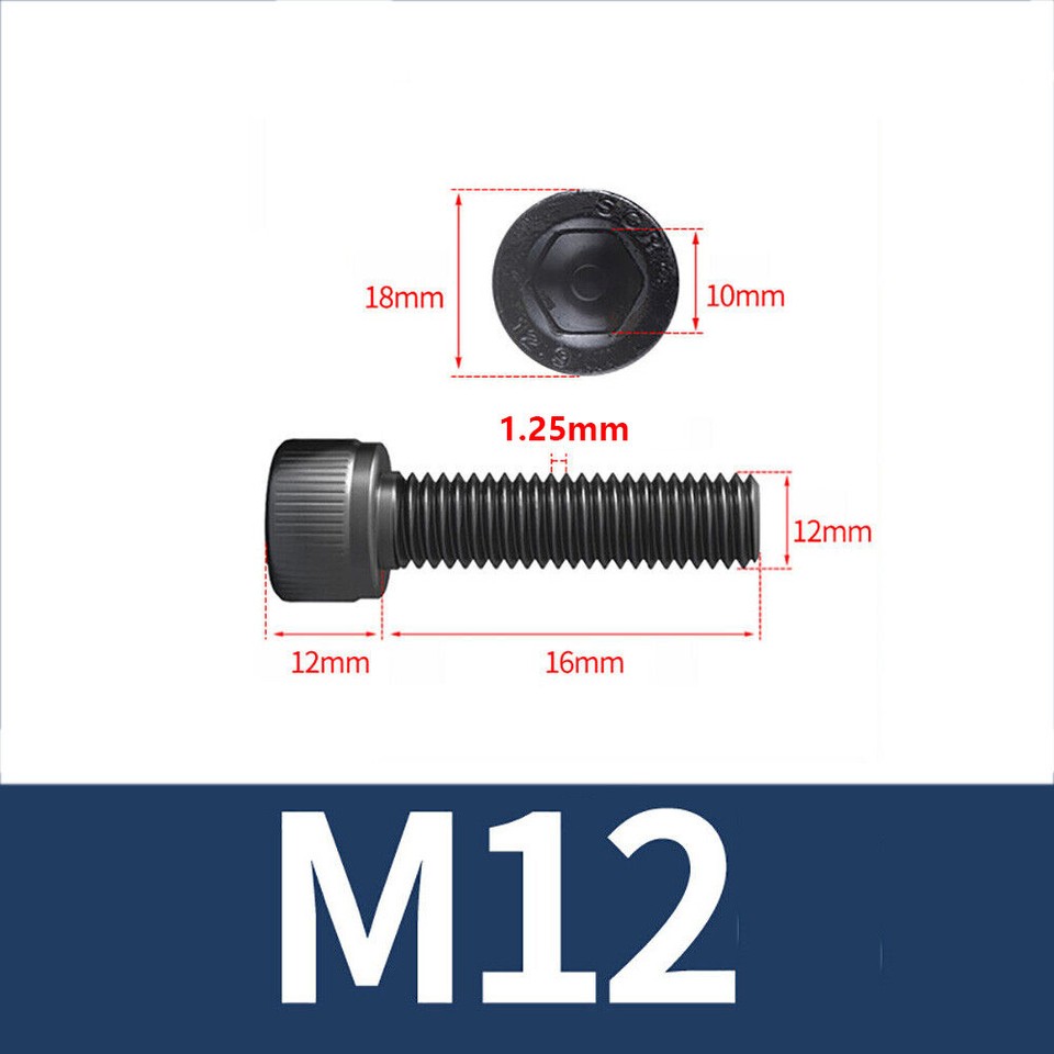 12.9 Fine Pitch Thread Socket Cap Head Bolt Allen Screw M10 M12 M14 M16 ...