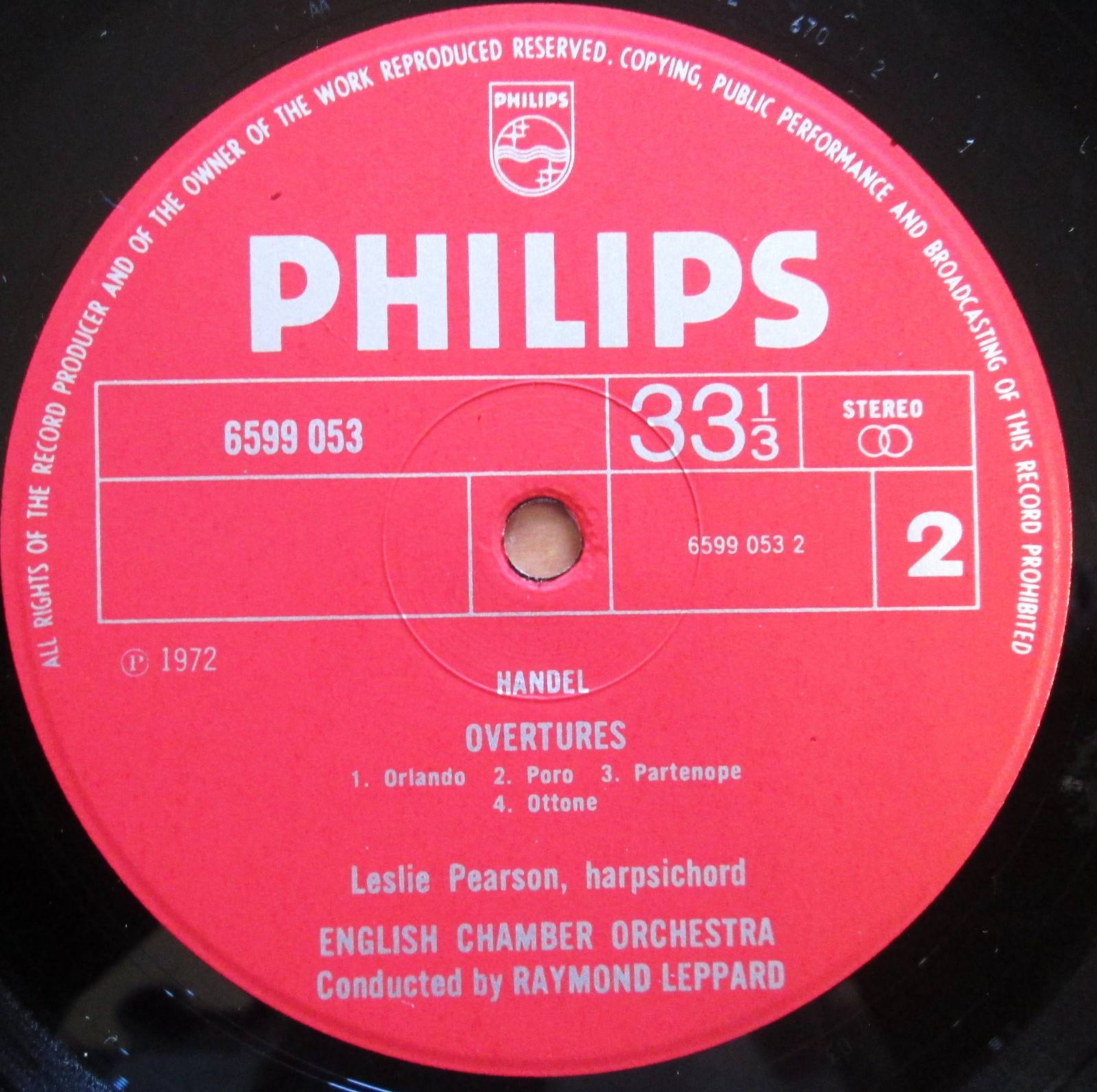 Philips 6599 053 Handel's Overtures Raymond Leppard English Chamber ...