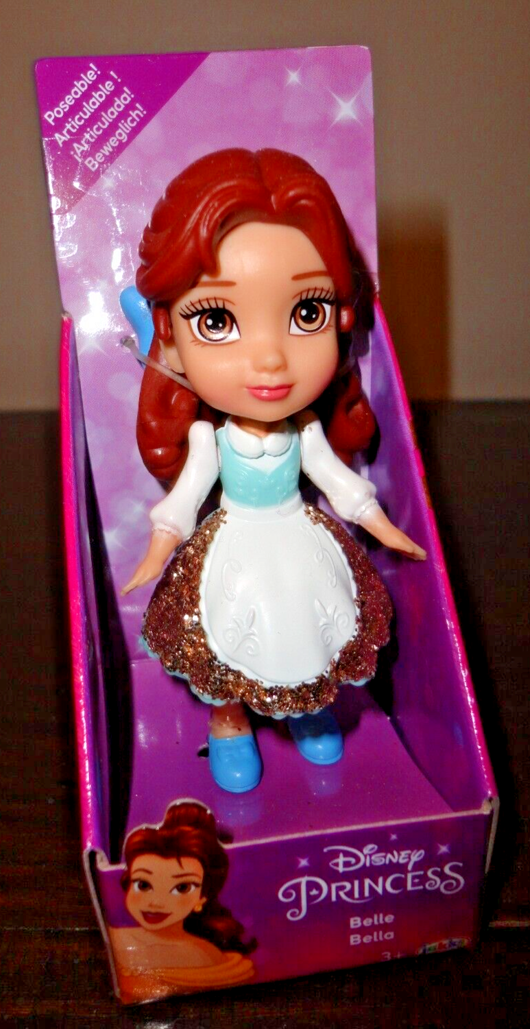 DISNEY PRINCESS BELLE MINI TODDLER POSEABLE 3.5" DOLL BEAURY AND THE ...