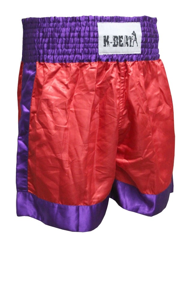 Muay Thai Boxing Shorts Adult Red Purple Satin Fight Training ...