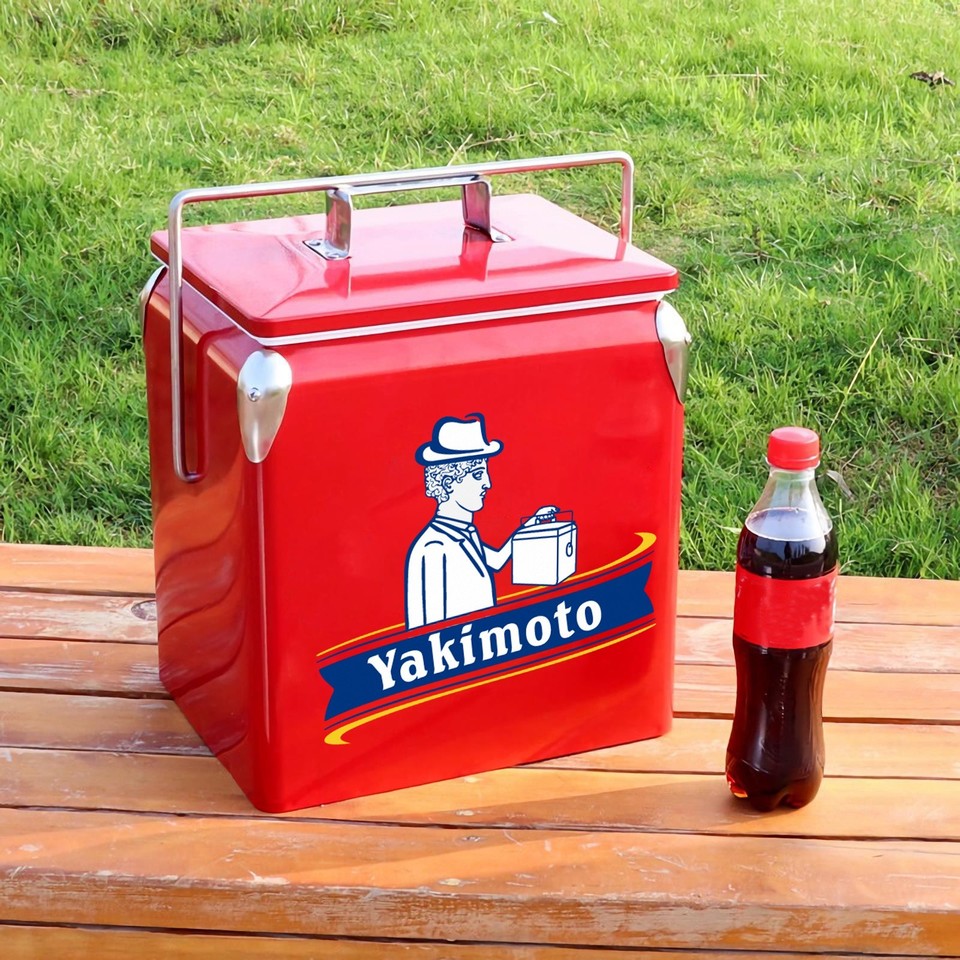 Yakimoto Vintage Metal Cooler, 14QT Portable Ice Chest for Camping ...