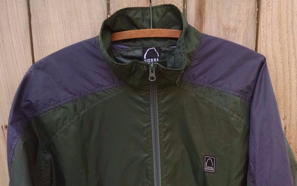 Sierra Designs Jacket Mens M Green Black Lightweight Nylon Windbreaker ...