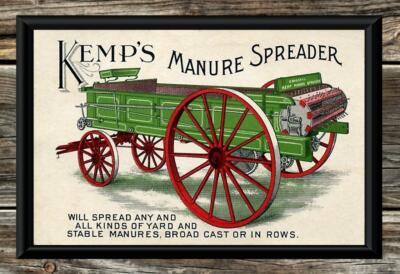 Antique Farm Advertising Print , Kemp Manure Spreader Wall Art Print ...
