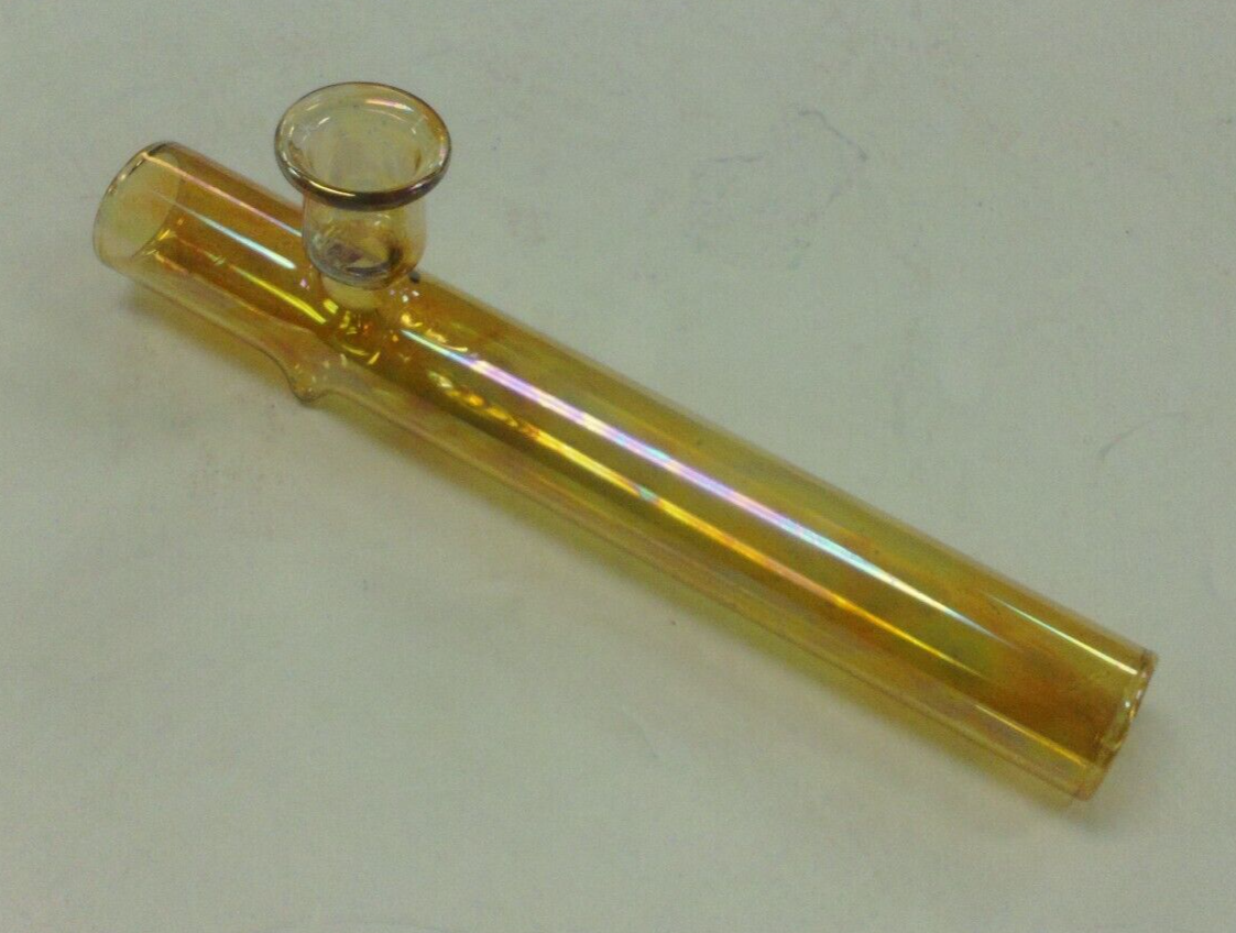6" CLEAR GOLD GLASS STRAIGHT ROUND STEAMROLLER TOBACCO SMOKING HAND ...