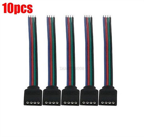 10Pcs 10Cm Rgb Led Light Strips 4 Pin Female Connector Cable For Smd ...