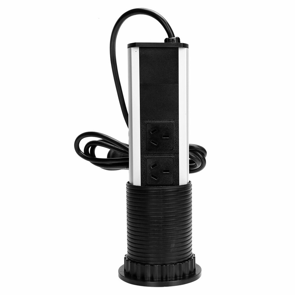 3 Socket & 2 USB Outlet Pop Up Power Point AU Plug Home Office Desktop ...