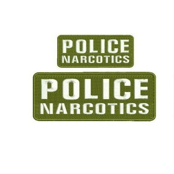 Police Narcotics Embroidery Patch 3x8 & 2x5 hook on back od green ...
