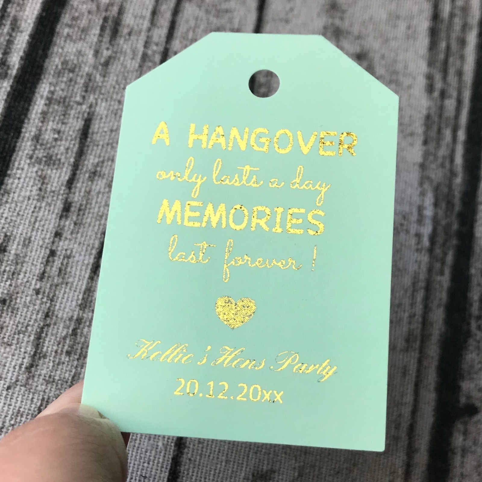 30 Gold Foil Personalized Hen Party Gift Tags Hangover Kit Tags Hens ...