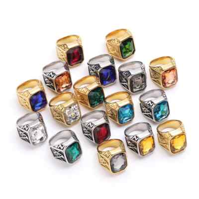 Men's Personalized Stainless Steel Big Gem Masonic AG Freemason Rings ...
