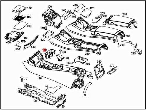 Genuine 2014-2019 Mercedes-Benz S Class W222 Front Center Console Cup ...