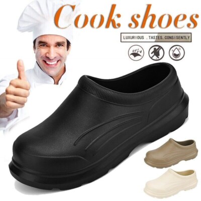 Mens Non-slip Chef Shoes Womens Kitchen Oilproof Safety Shoes Slip on ...