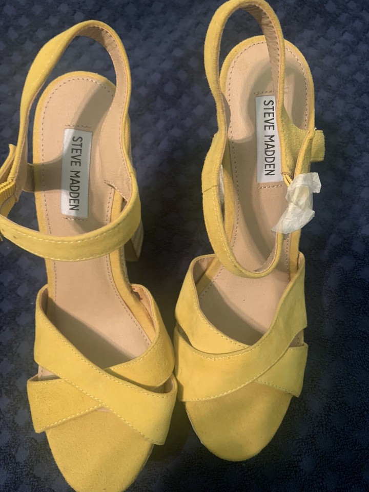 Yellow Steve Madden Chunky Heel Open Toe Sandel | eBay