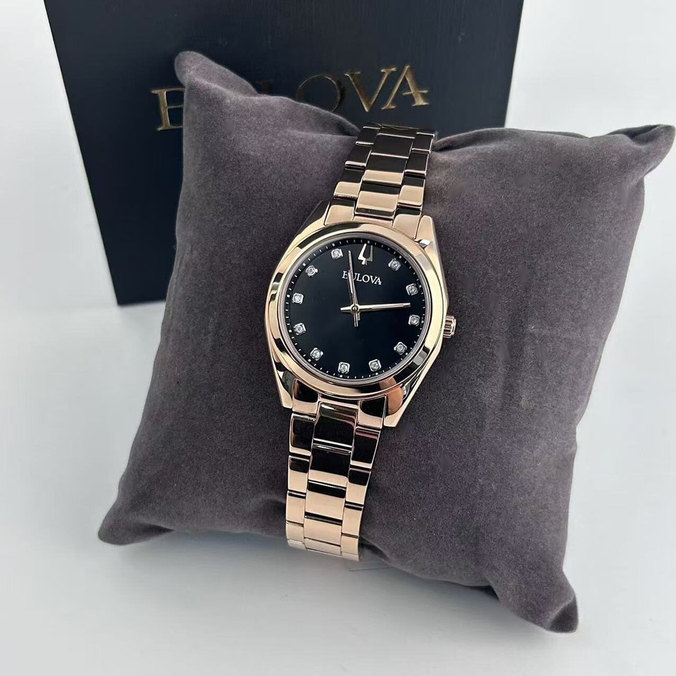 Bulova Surveyor 97P156 Women's Classic Watch Grey Dial Rose Gold Ladies ...