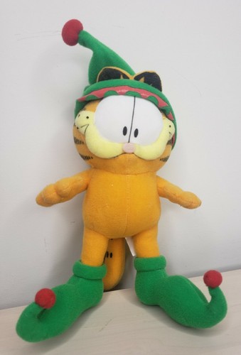 Vintage Garfield Elf Holiday Christmas Window Cling Plush Suction Cup ...