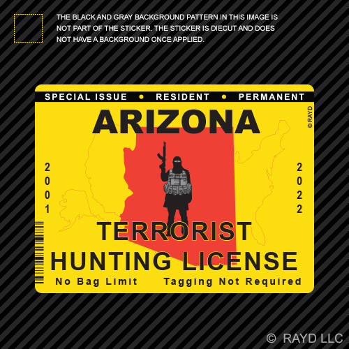 Arizona Terrorist Hunting Permit Sticker Self Adhesive Decal License AZ ...