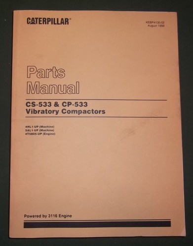 CAT CATERPILLAR CS-533 CP-533 VIBRATORY COMPACTOR PARTS BOOK MANUAL S/N ...