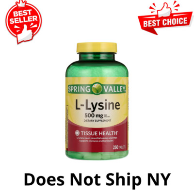 Spring Valley L-Lysine 500MG Dietary Supplement - 250 Count, Gluten ...