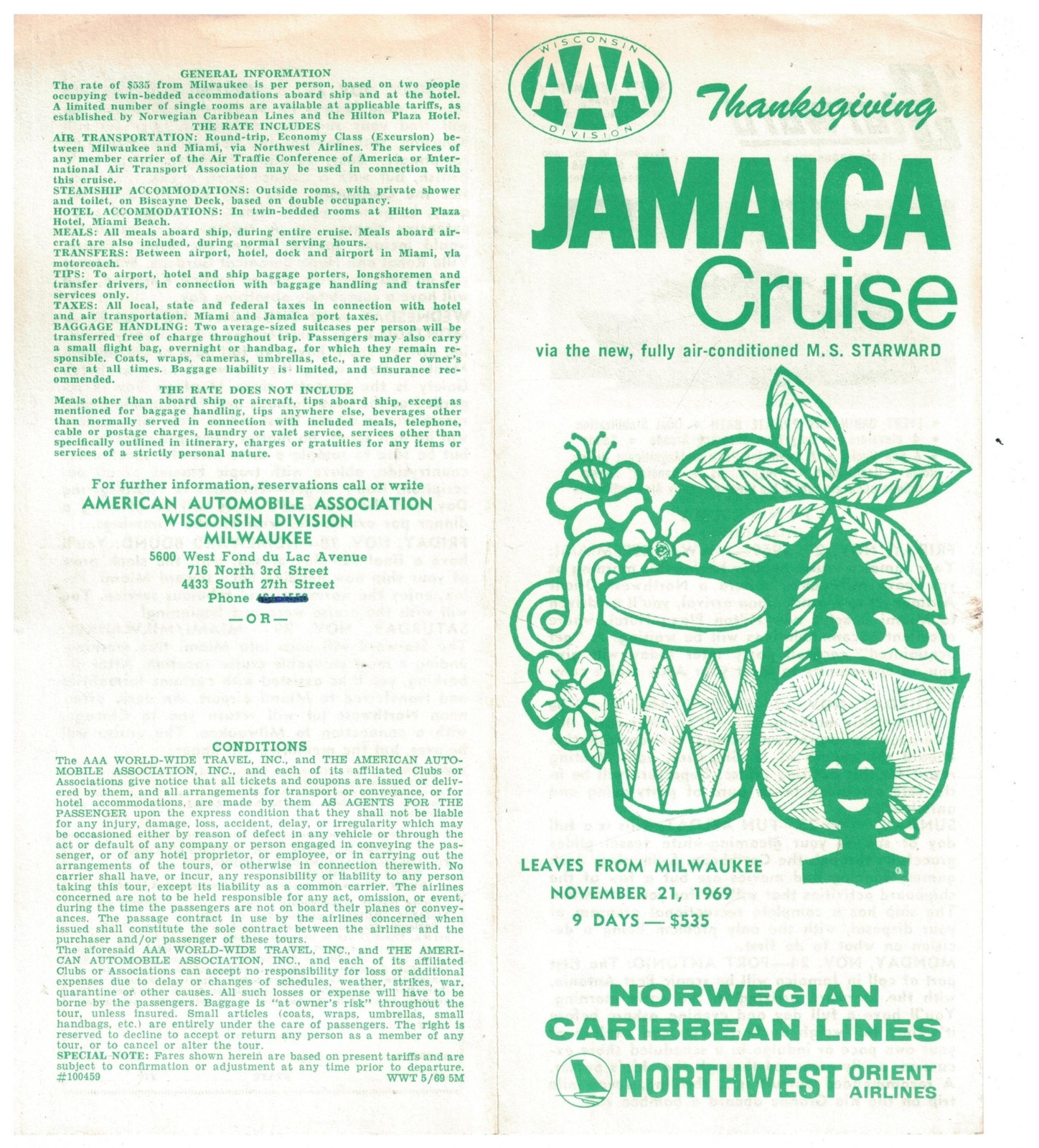 1969 Travel Brochure Jamaica Cruises MS Starward | eBay