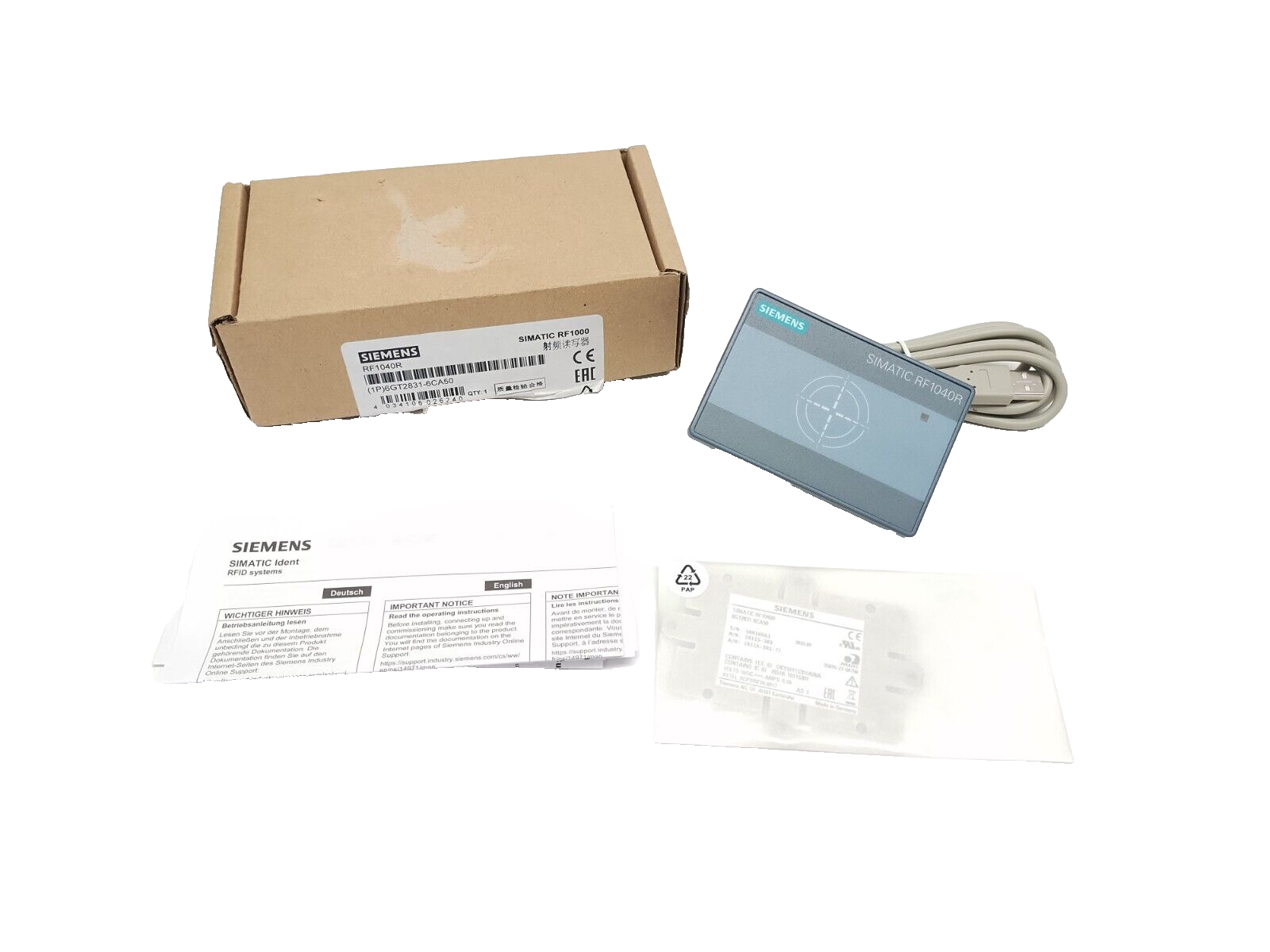 Siemens 6GT2831-6CA50 SIMATIC Access Control Reader RS232 90mm x 62mm ...