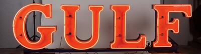 Original Gulf Letters Porcelain Neon Sign 9 FT W x 32 IN H | eBay