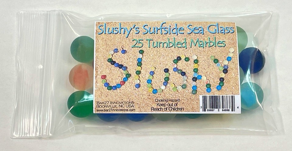 Slushy's Surfside Sea Glass Tumbled Marbles 25 Pack cat eye solid slag ...