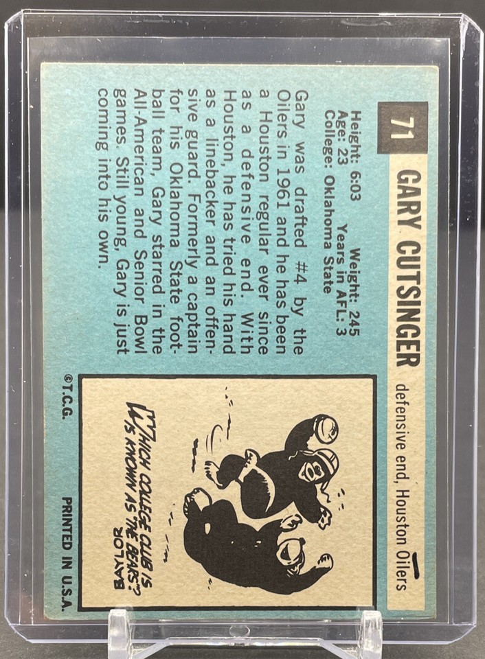1964 TOPPS NFL Football #71 Gary Cutsinger Houston Oilers VGEX | eBay