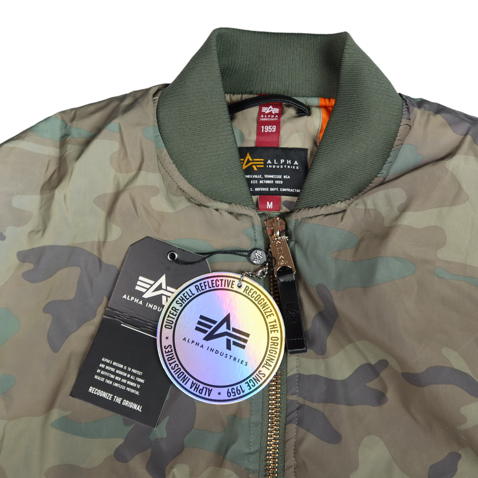 ALPHA INDUSTRIES Men's MA-1 VF 59 Reflective Bomber Jacket, wdl camo 65 ...
