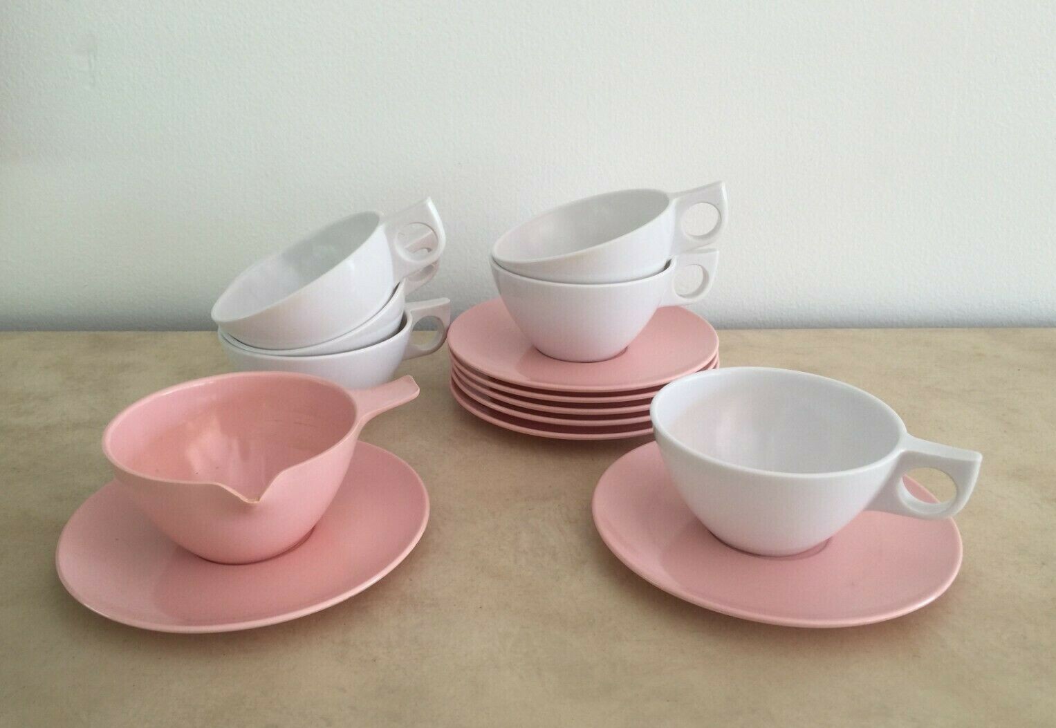 Vintage Newport Tea Rose Westinghouse Melmac 14 Piece Cup Saucer Set ...