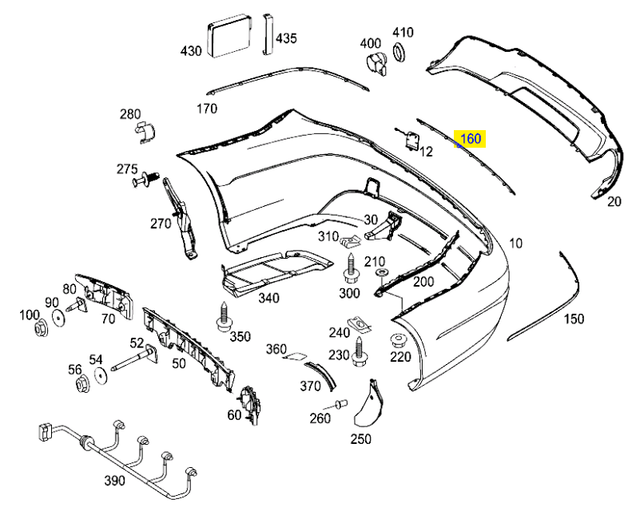 Genuine MERCEDES MB C W204 Rear Bumper Chrome Molding Center ...