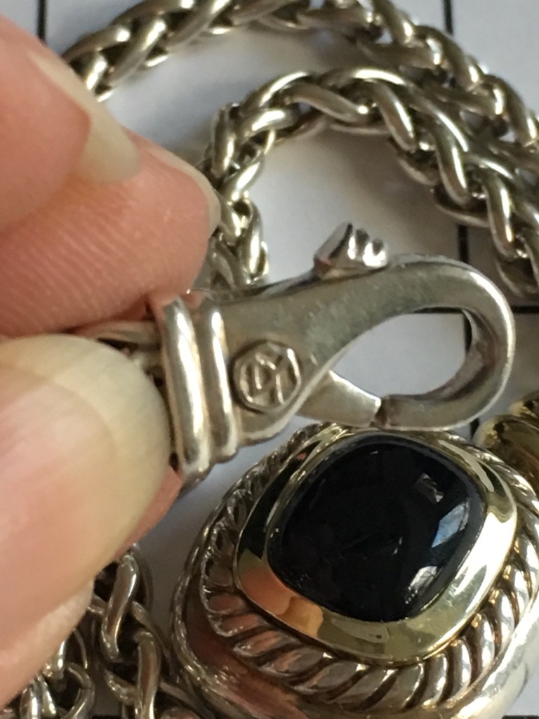 David Yurman 14K YG & 925 SS Black Onyx Albion Double Wheat Chain ...