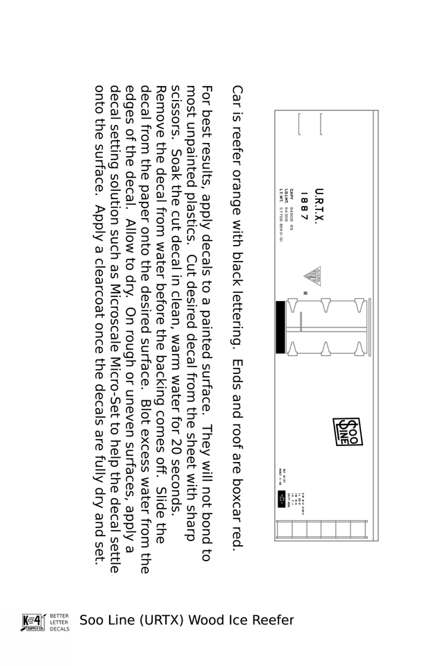 K4 O Scale Decals Soo Line 40 Ft URTX Wood Ice Reefer Black | eBay