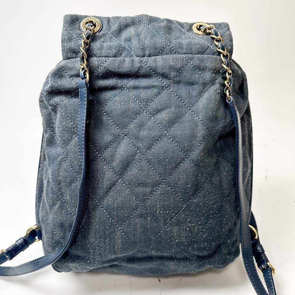 CHANEL Denim Calfskin Matelasse Backpack Navy authentic | eBay