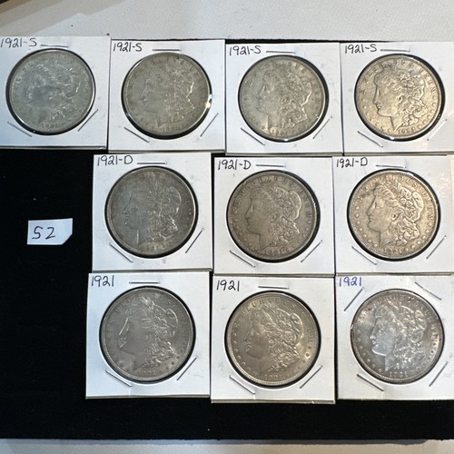 1921 Lot of 10 Morgan Silver Dollars, 3D, 4S, & 3 UNMARKED #52 | eBay
