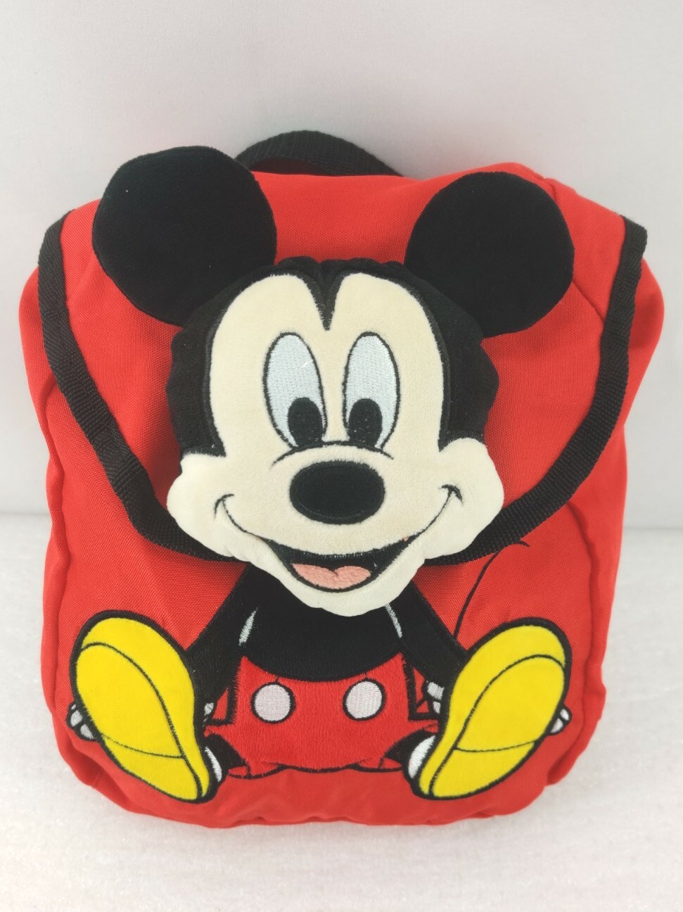 Mickey Mouse Toddler Backpack Nylon Tote Plush Mickey Head Velour Body ...