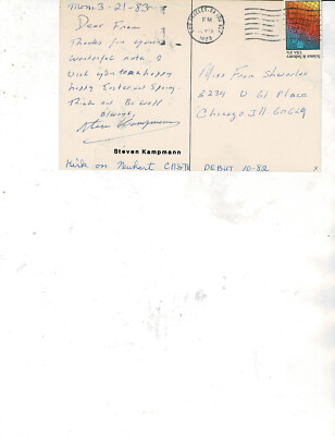Steven Kampmann Autograph on a Postcard, Played Kirk on Bob NewHart ...