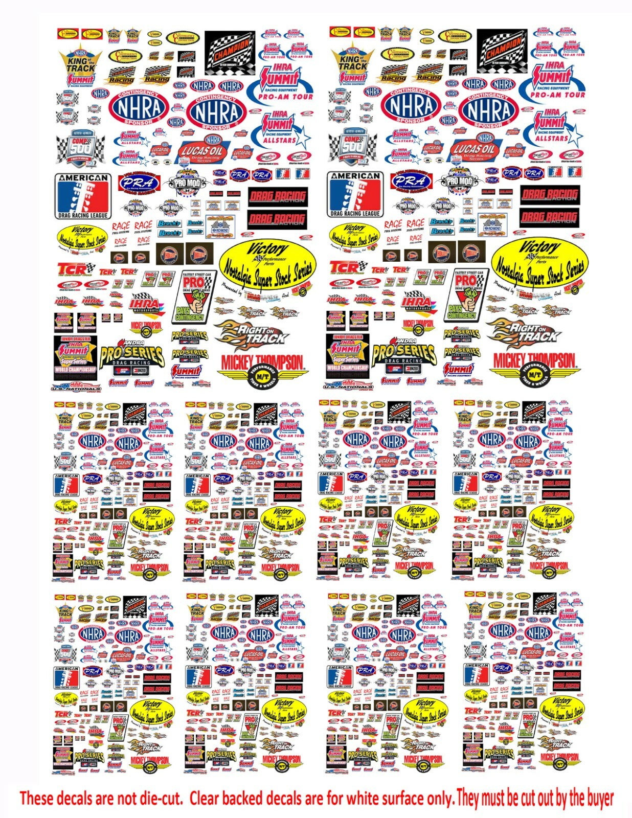 DRAG RACING CONTINGENCY DECALS FOR DIECAST CARS & DIORAMAS DISPLAYS | eBay