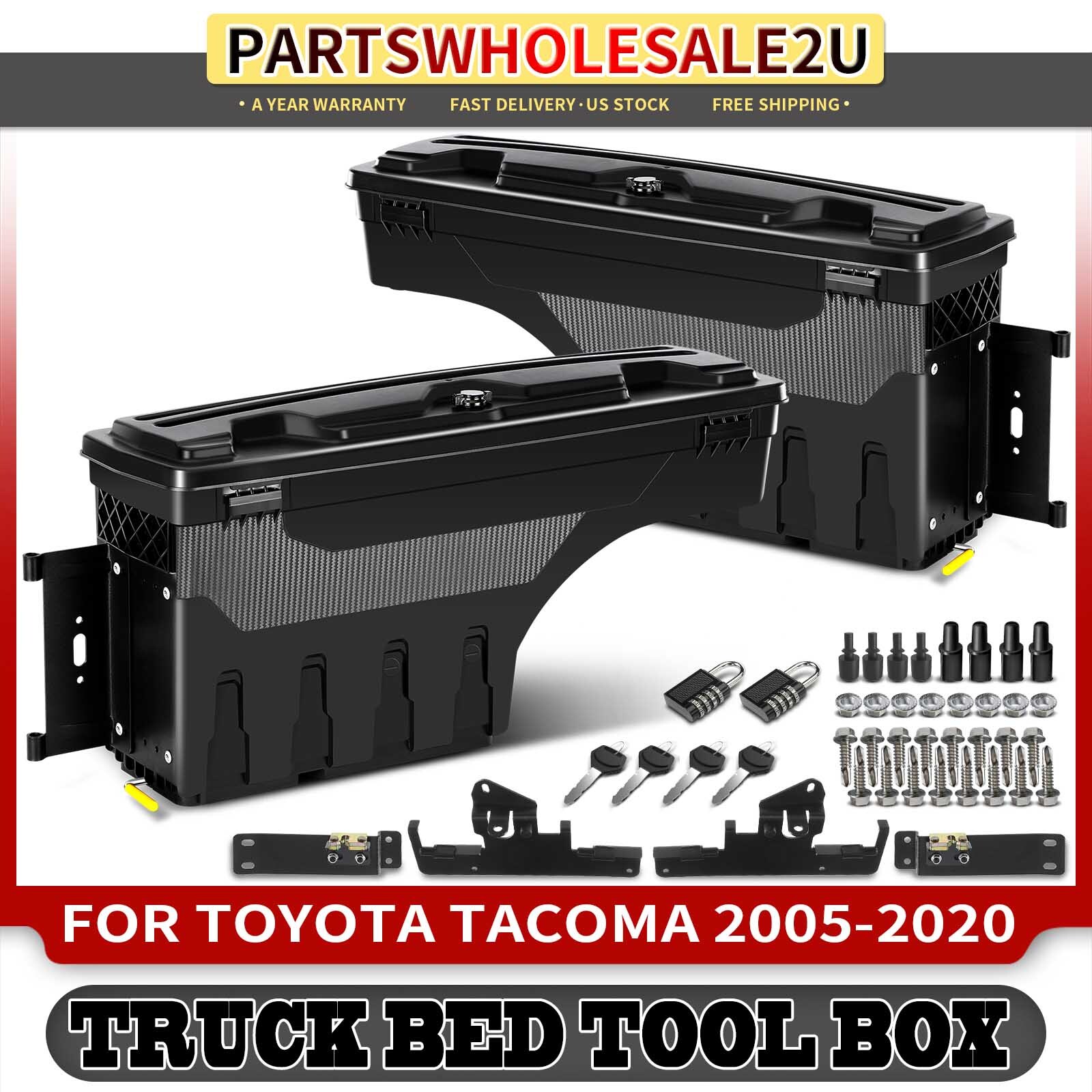 2x Left & Right Truck Bed Storage Box Toolbox for Toyota Tacoma 2005 ...