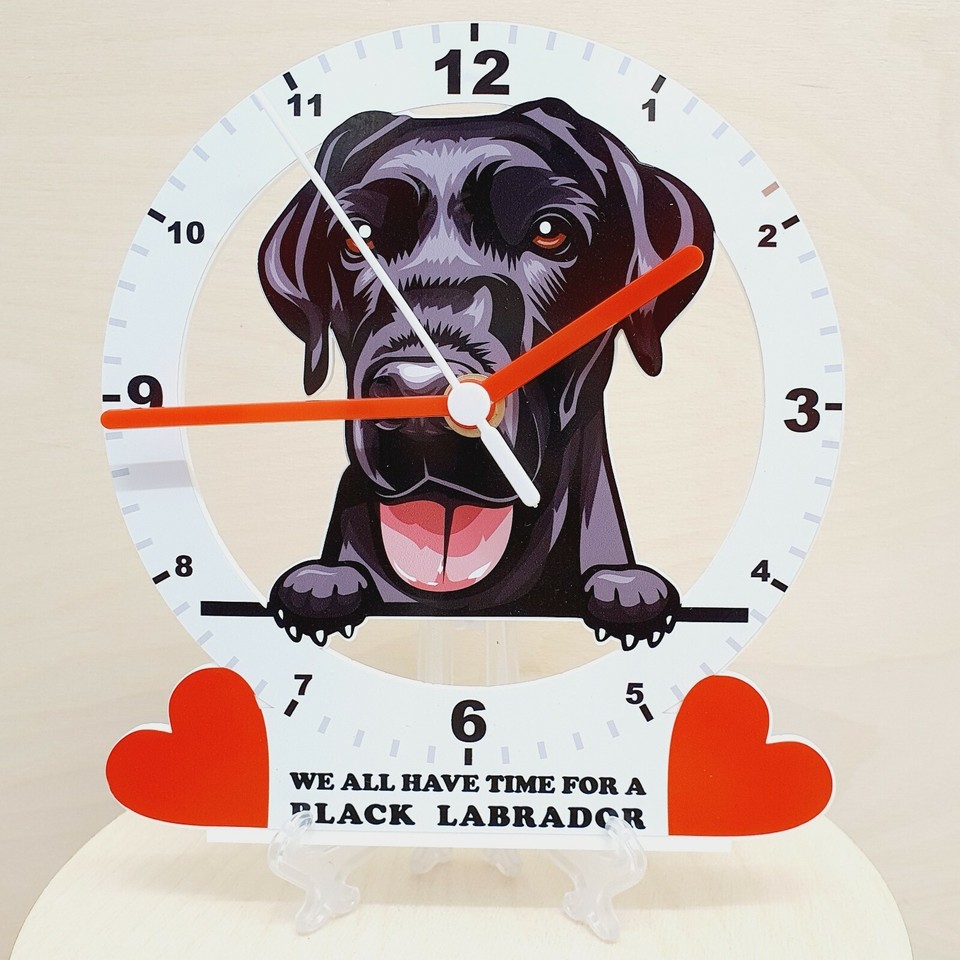 Personalised Clock, Your Dog's Name, 50+ Dog Breeds, Cartoon Style ...