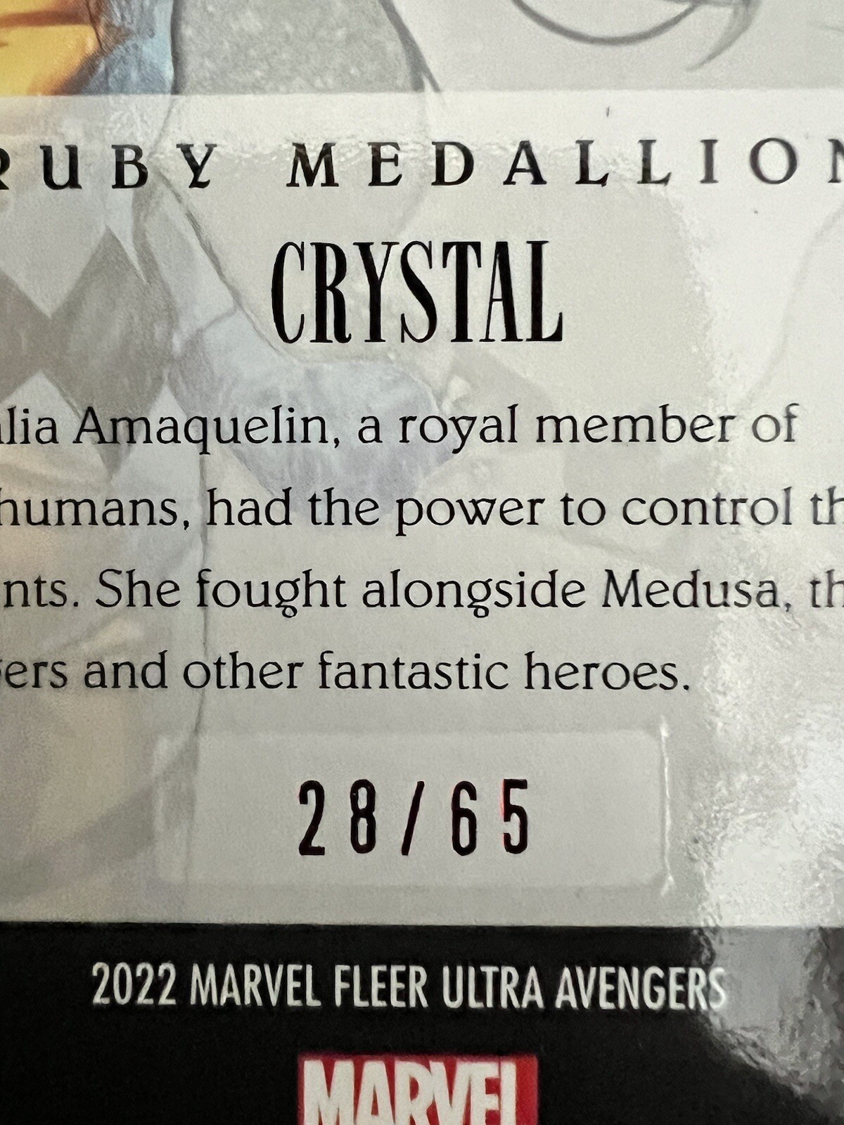 2022 Fleer Ultra Marvel Avengers RUBY MEDALLION #28/65 - CRYSTAL 🔥RARE🔥 ...